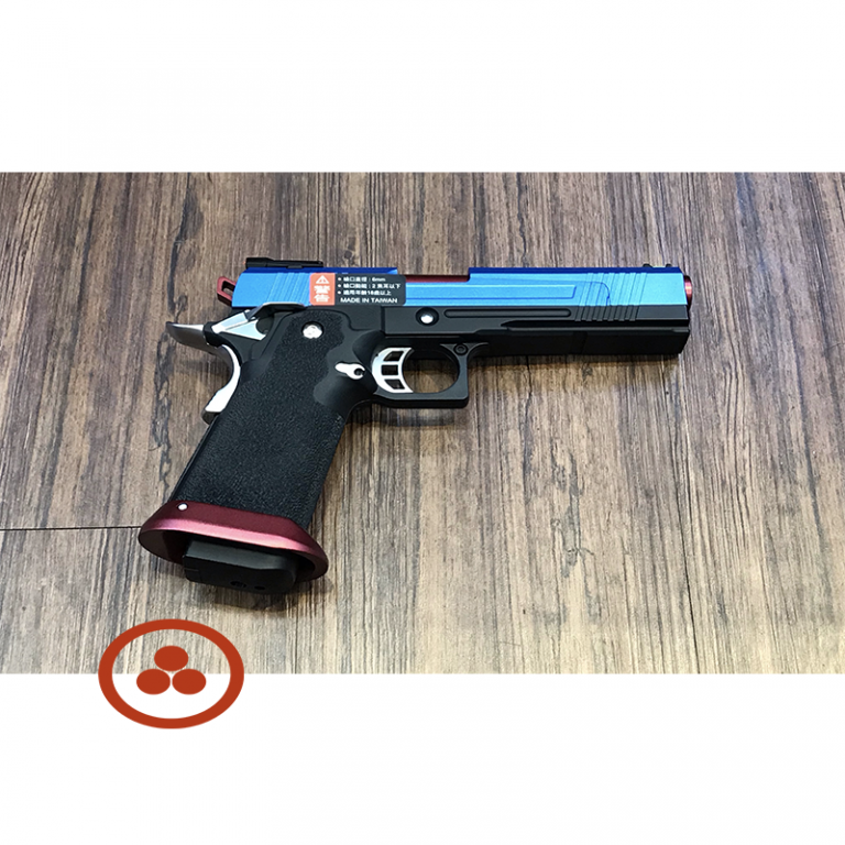 WE AW Hi-Capa HX1005 Blue & Red Gas Pistol - Shambhala Toys